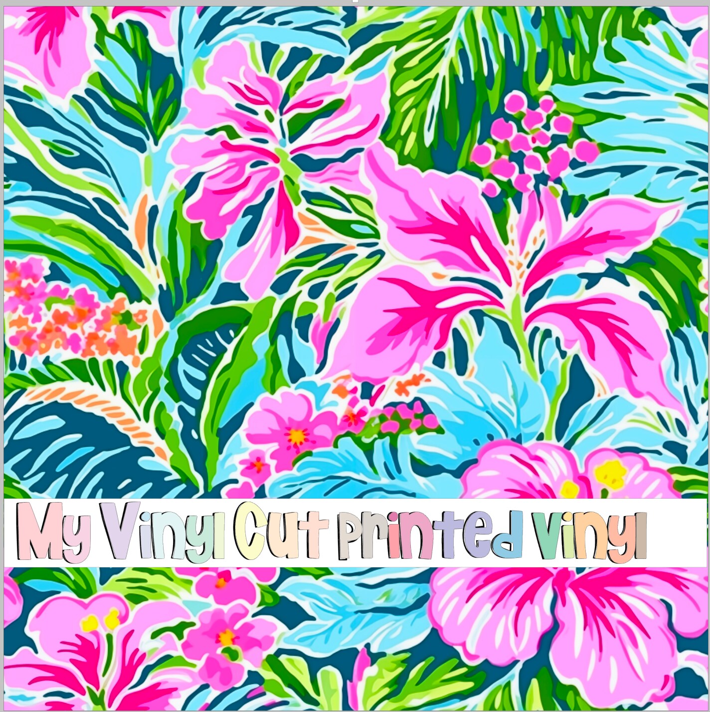 12 x 12 inch Sheet of Printed Vinyl or HTV in the Preppy Florals G ...