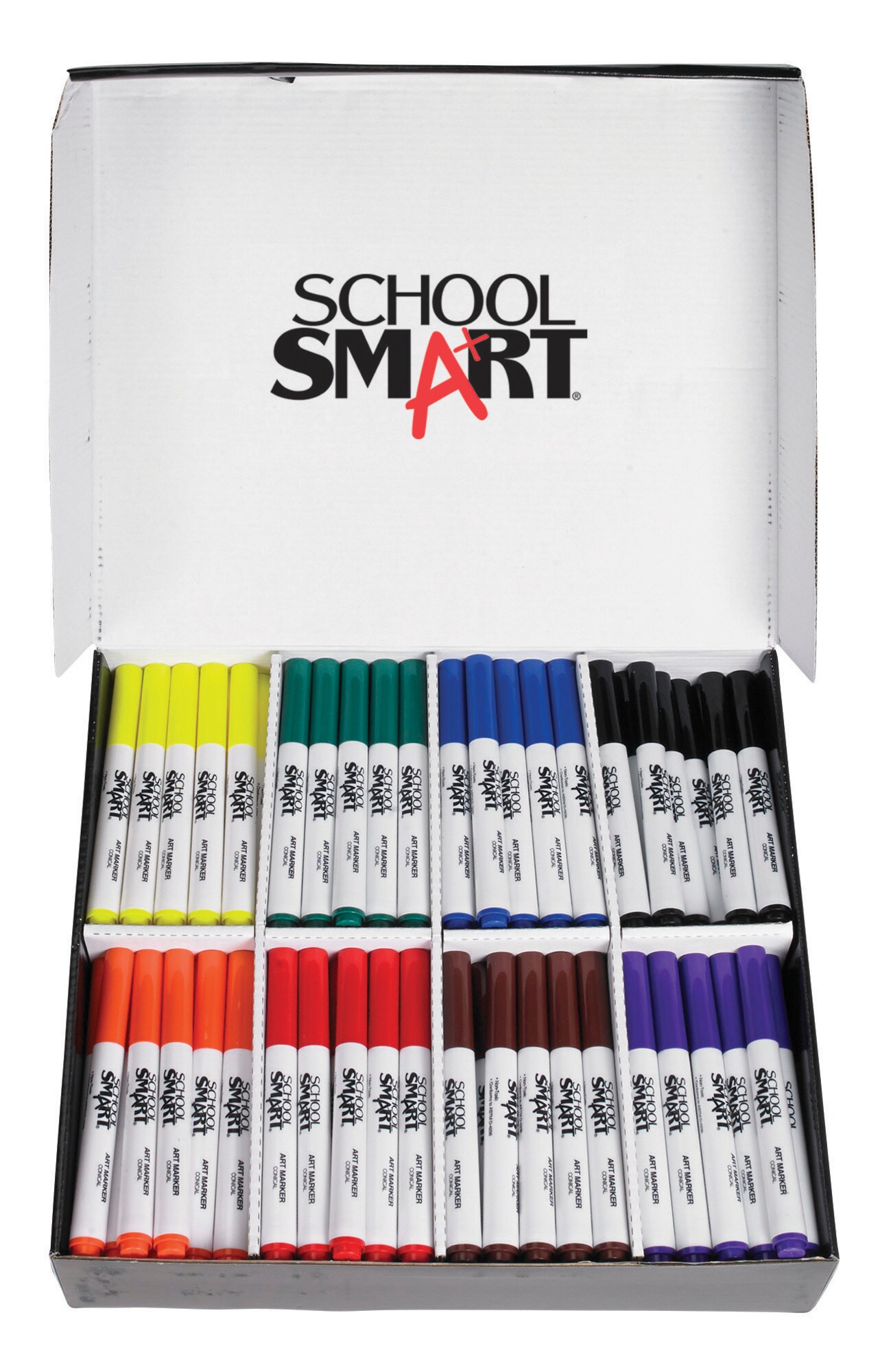 School Smart Art Markers, Conical Tip, Assorted Colors, Set of 200 ...