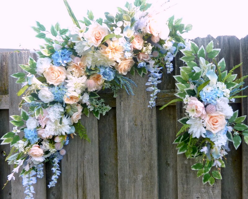 Peach and Blue Wedding Arch Flowers | MakerPlace by Michaels