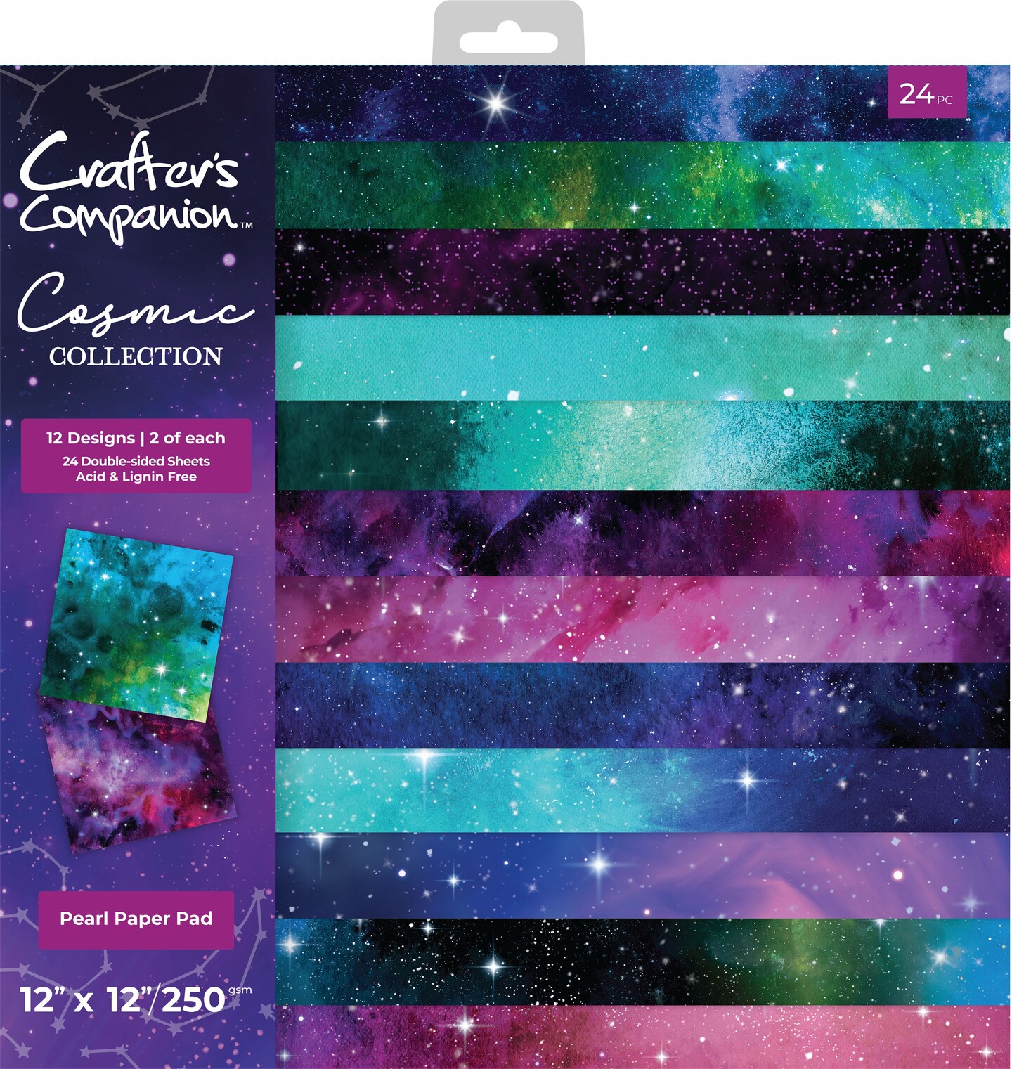 Crafter's Companion Cosmic Paper Pad 12"X12"-12 Designs, 2 Of Each ...