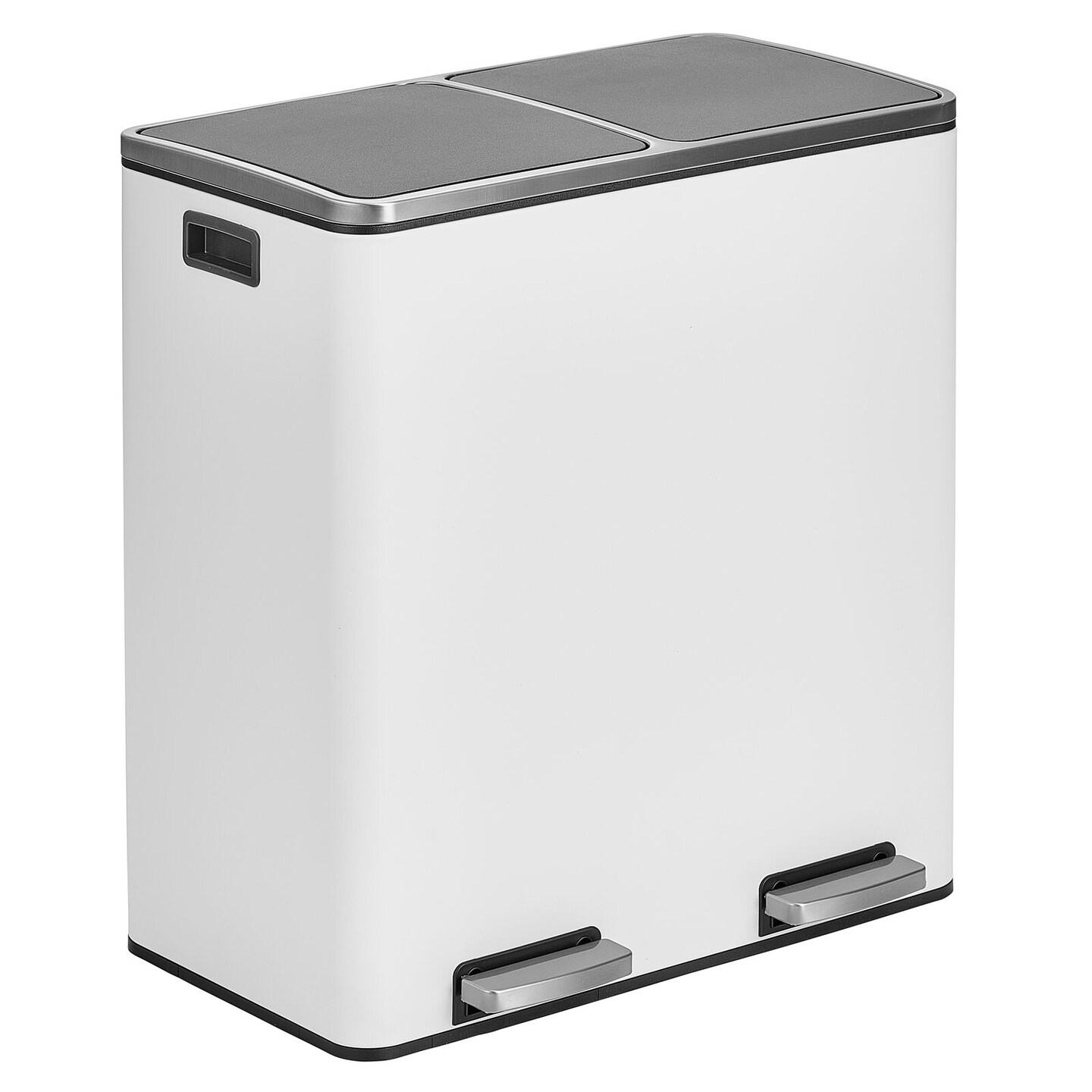 mDesign Metal Steel 60-Liter Large Dual Compartment Step Trash Can ...
