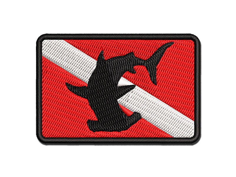 Hammerhead Shark Diving Flag Multi-Color Embroidered Iron-On or Hook ...