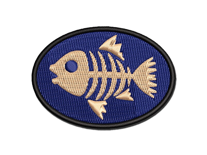 Fish Skeleton Bones Multi-Color Embroidered Iron-On or Hook & Loop ...