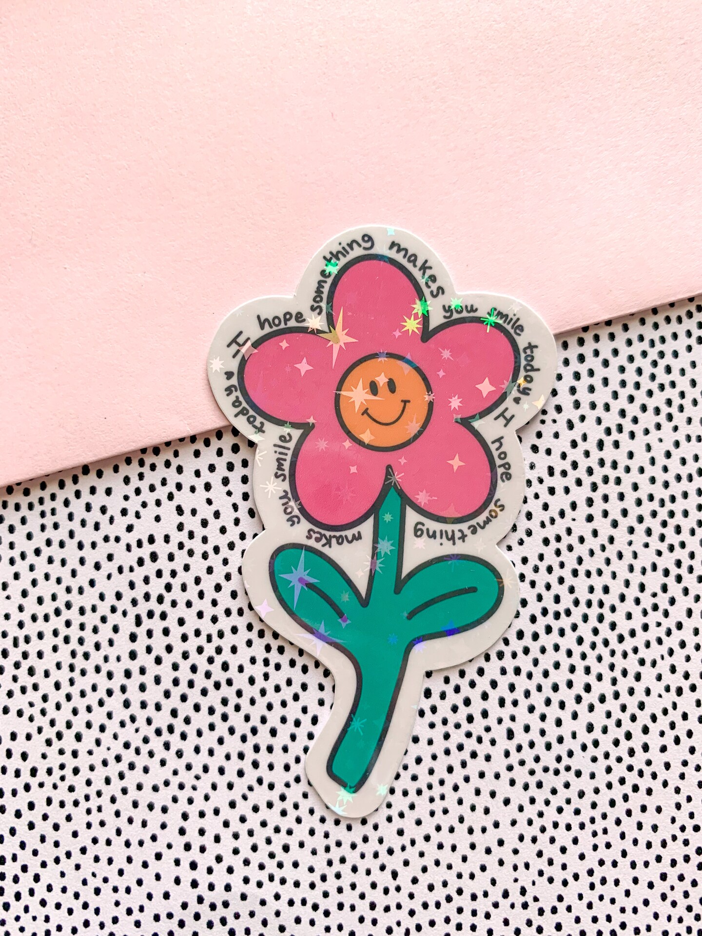 Set of 4 Stickers - Pink happy face flower sticker - Sticker gift ...