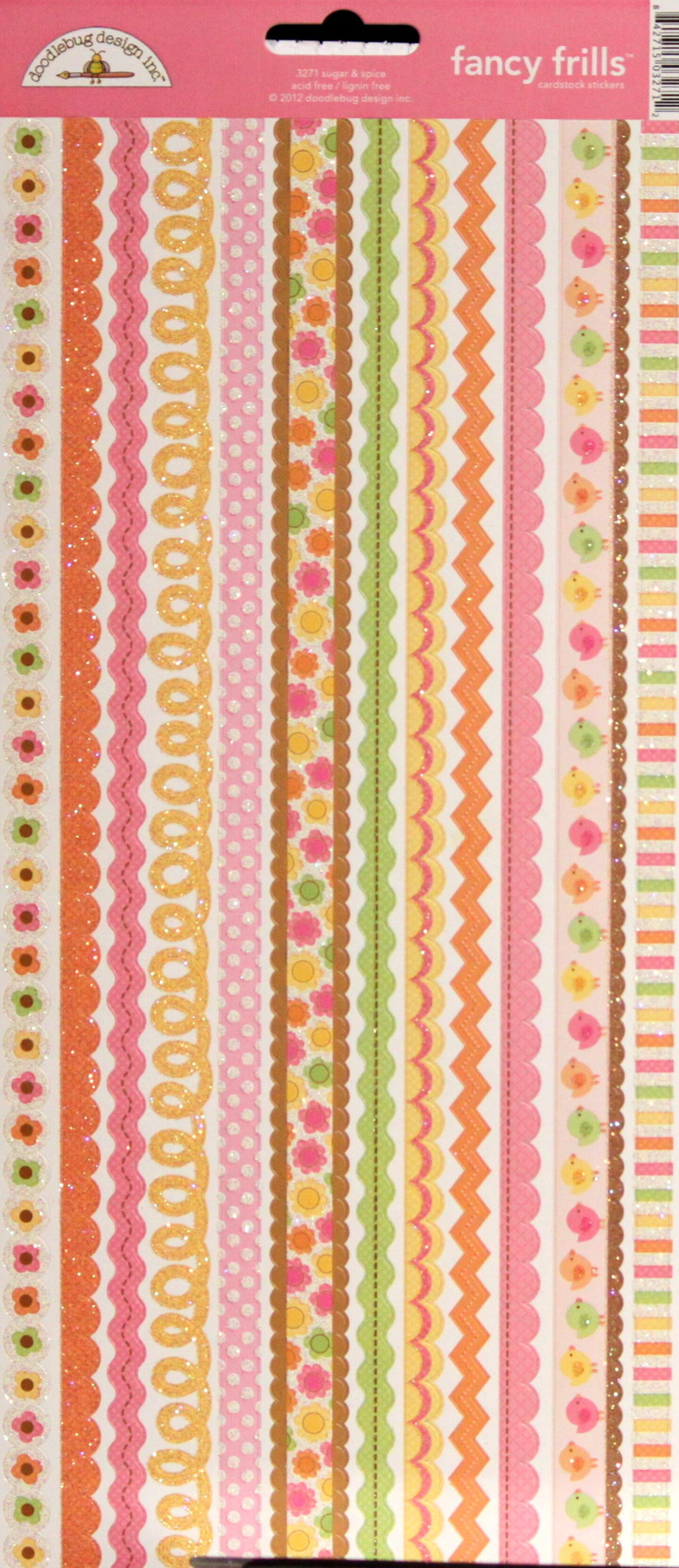 Doodlebug Designs Fancy Frills Sugar & Spice Glitter Borders Cardstock ...