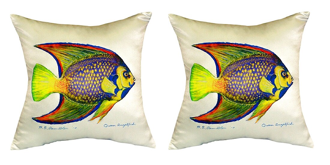 Pair of Betsy Drake Queen Angelfish No Cord Pillows 18 Inch X 18 Inch ...