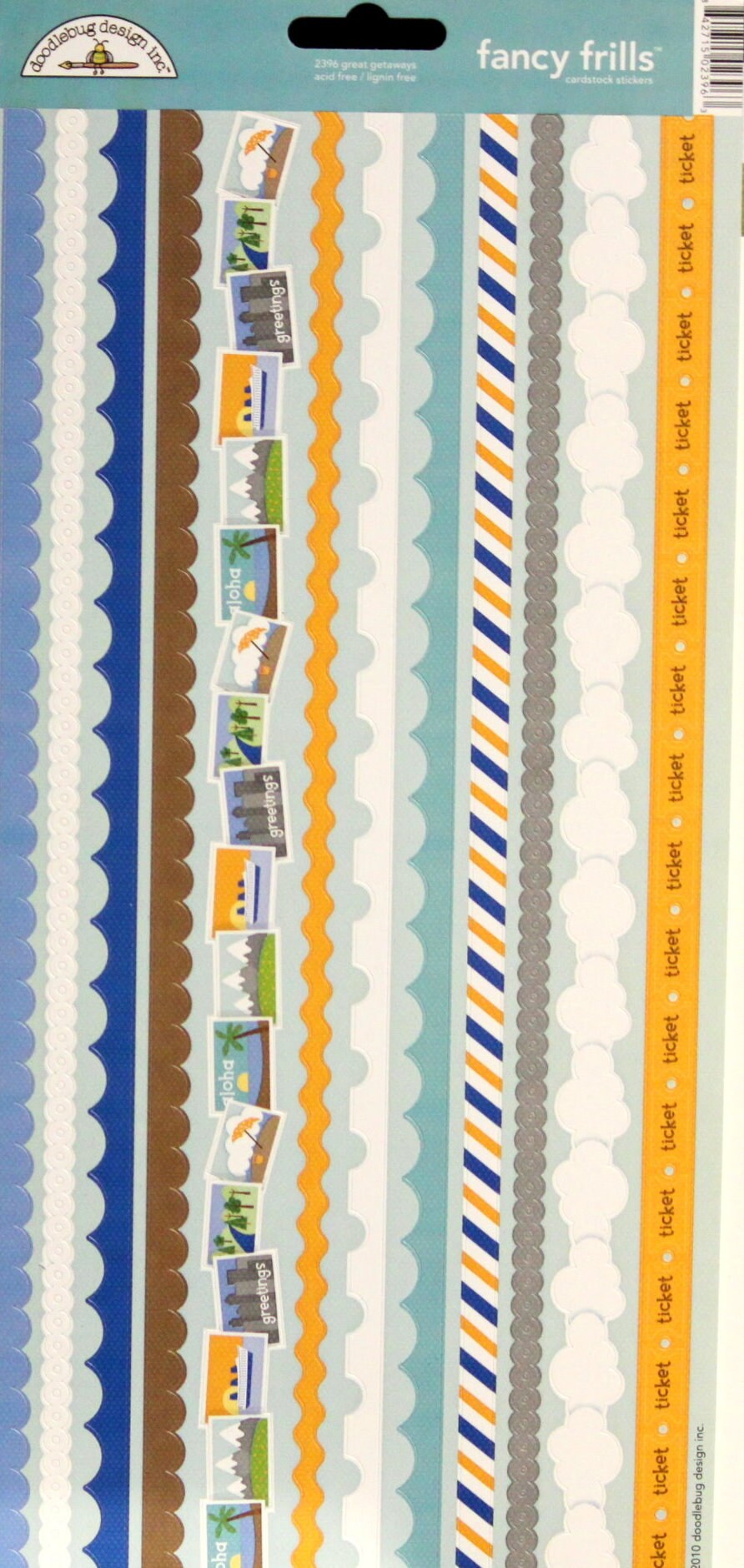 Doodlebug Designs Fancy Frills Great Getaways Travel Borders Cardstock ...