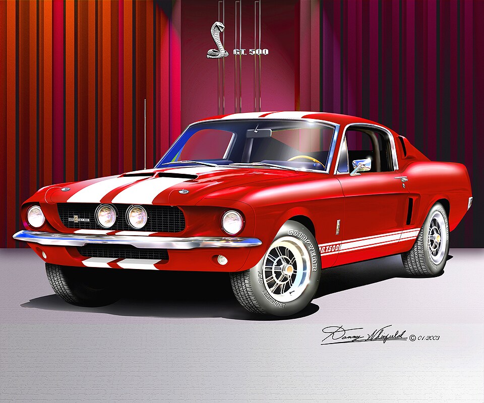 1967 Shelby Mustang GT-500 Candy apple red | Car Art Prints by Danny ...