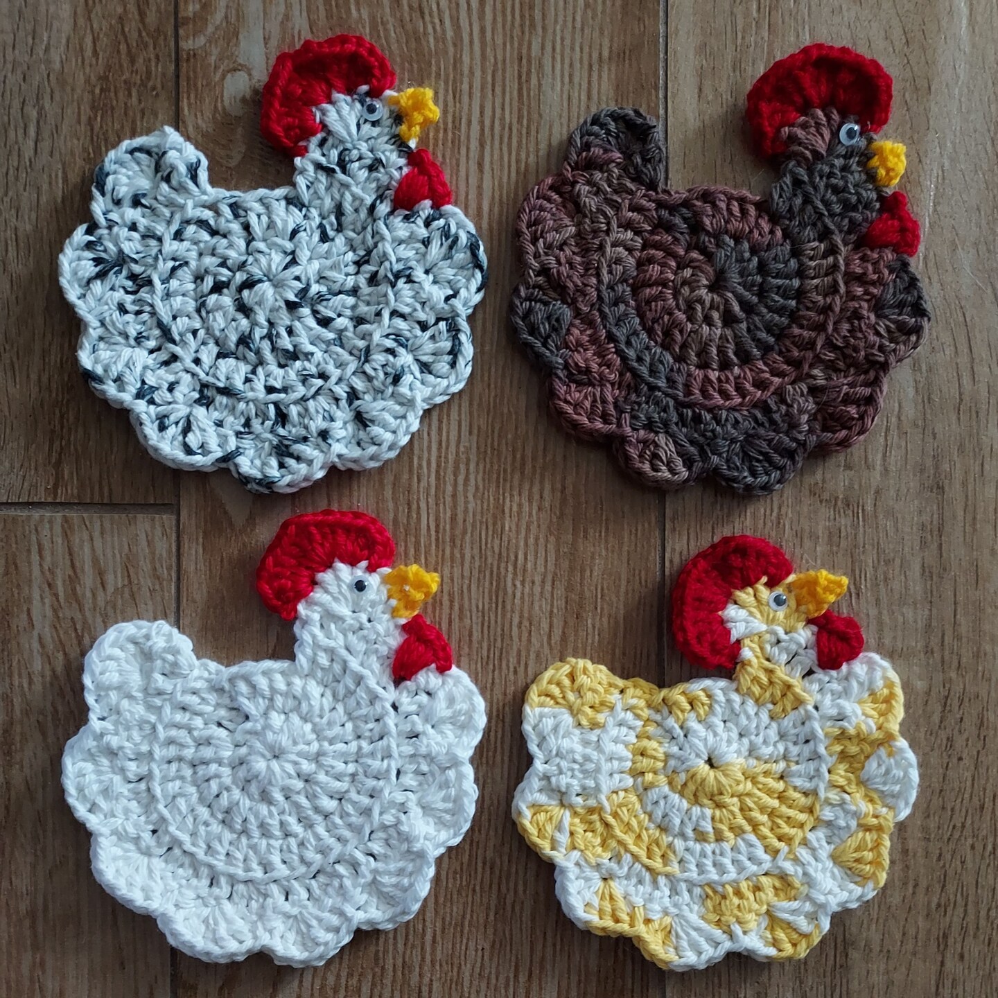 Crocheted Chicken Coasters | MakerPlace by Michaels