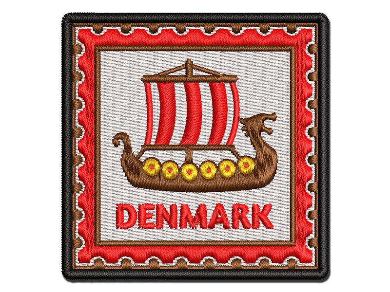 Denmark Travel Viking Ship Multi-Color Embroidered Iron-On or Hook ...