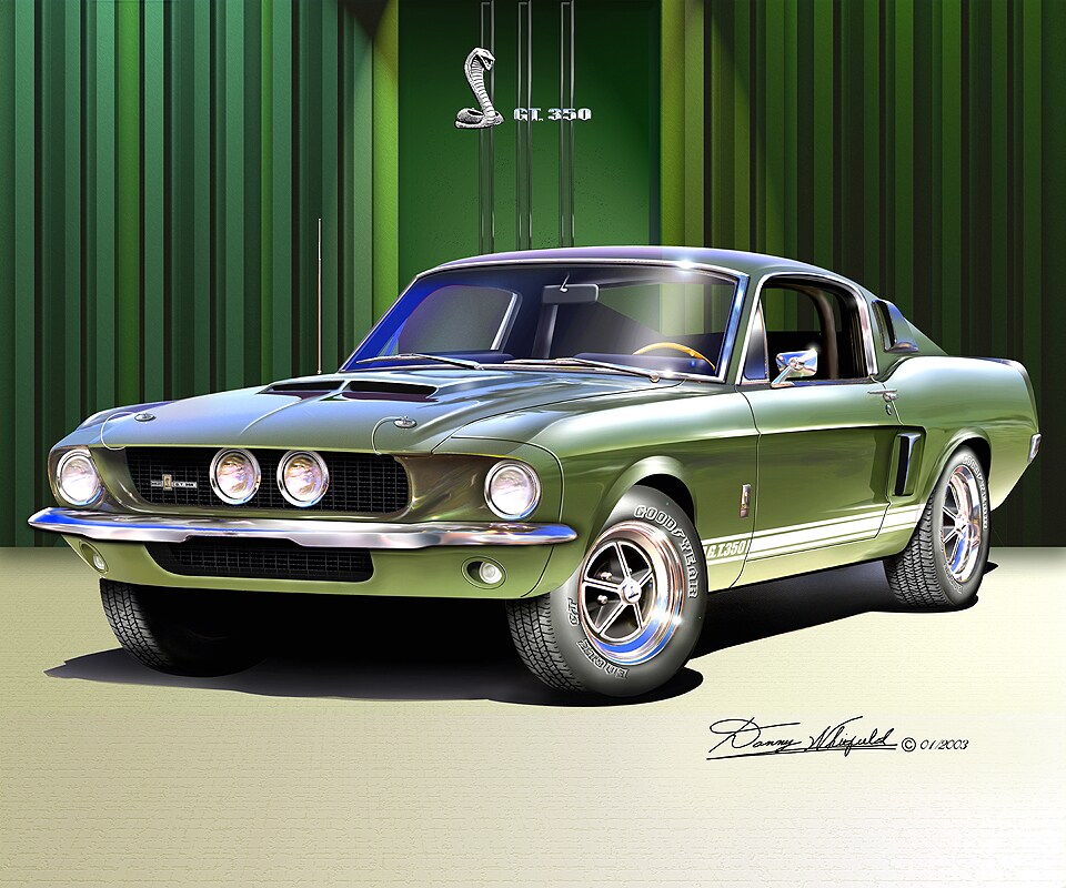 1967 Mustang Shelby GT-350 Lime green metallic | Car Art Prints by ...