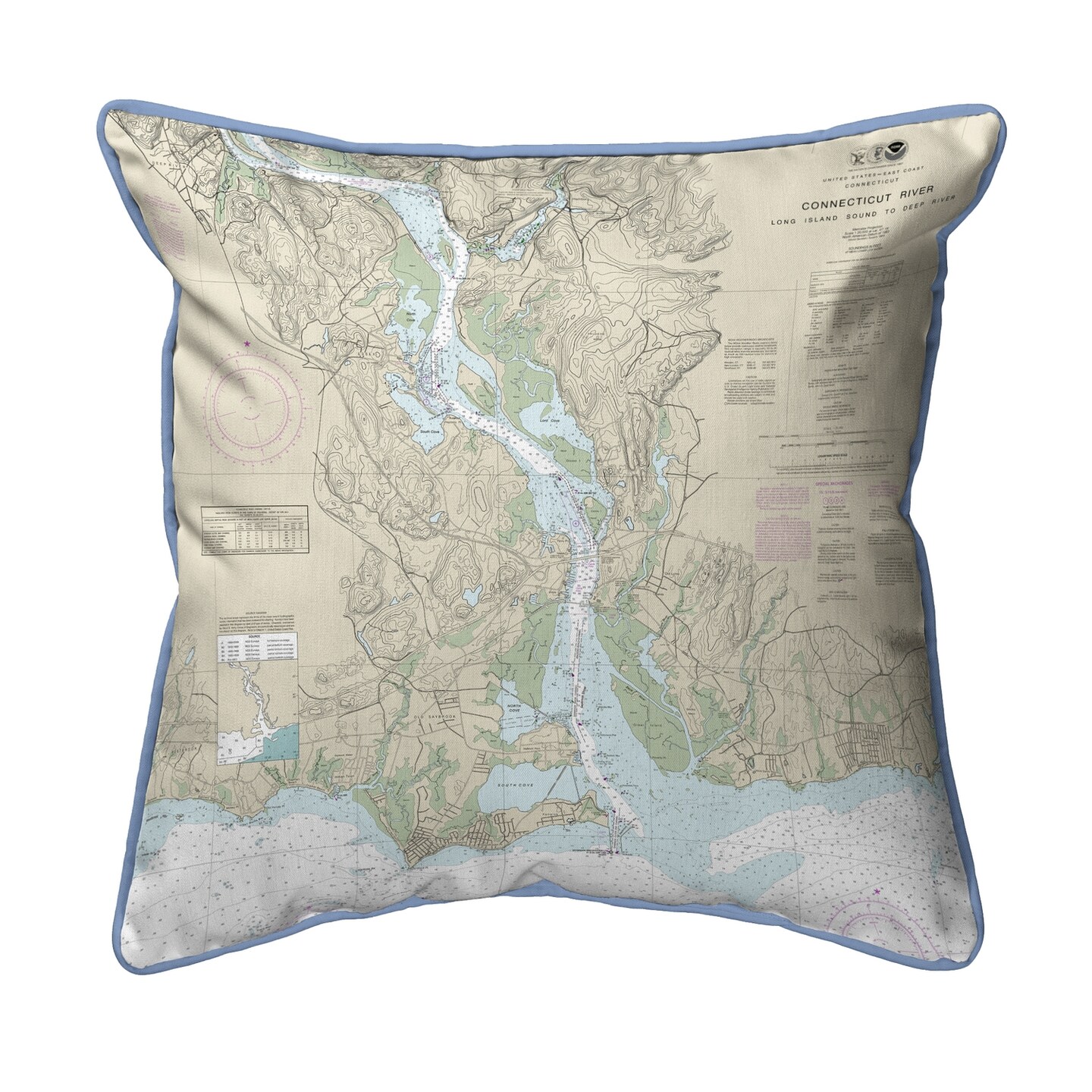 Connecticut River Map Pillow 18x18 – Large Corded Decor | Michaels