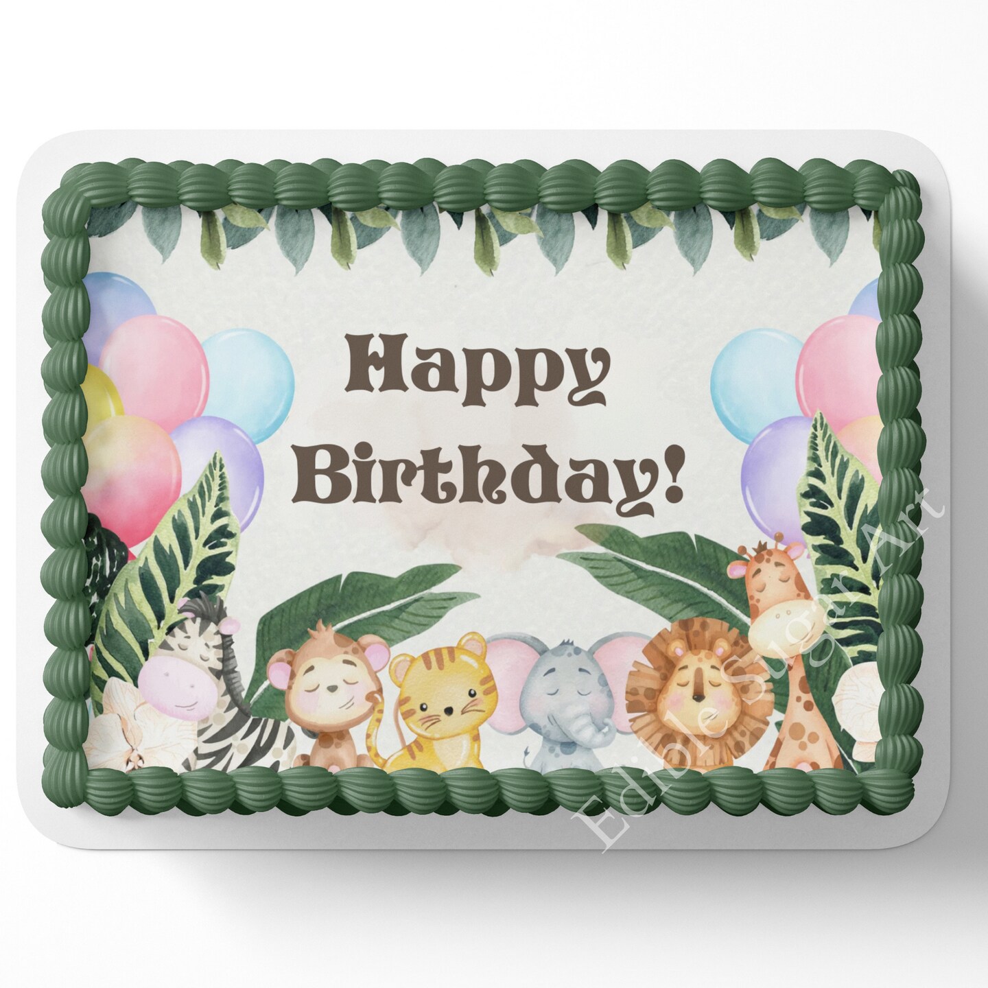 Safari Birthday Party Cake Topper Safari Sheet Cake Topper Safari ...