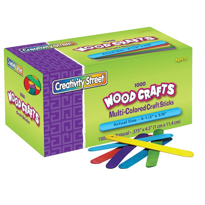 Regular Craft Sticks, Bright Hues Assorted, 4-1/2" x 3/8", 1000 Pieces ...