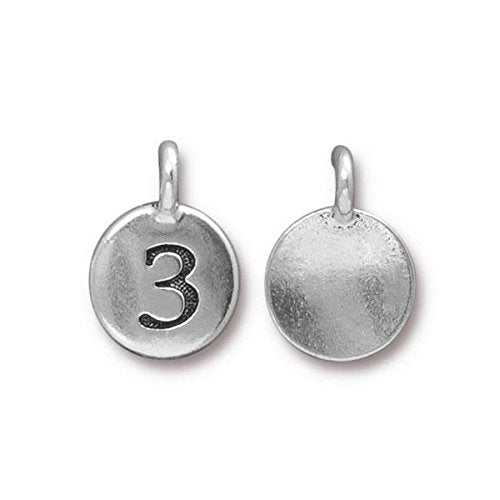 TierraCast 11mm Antique Silver Plated Number 3 Charm | Michaels