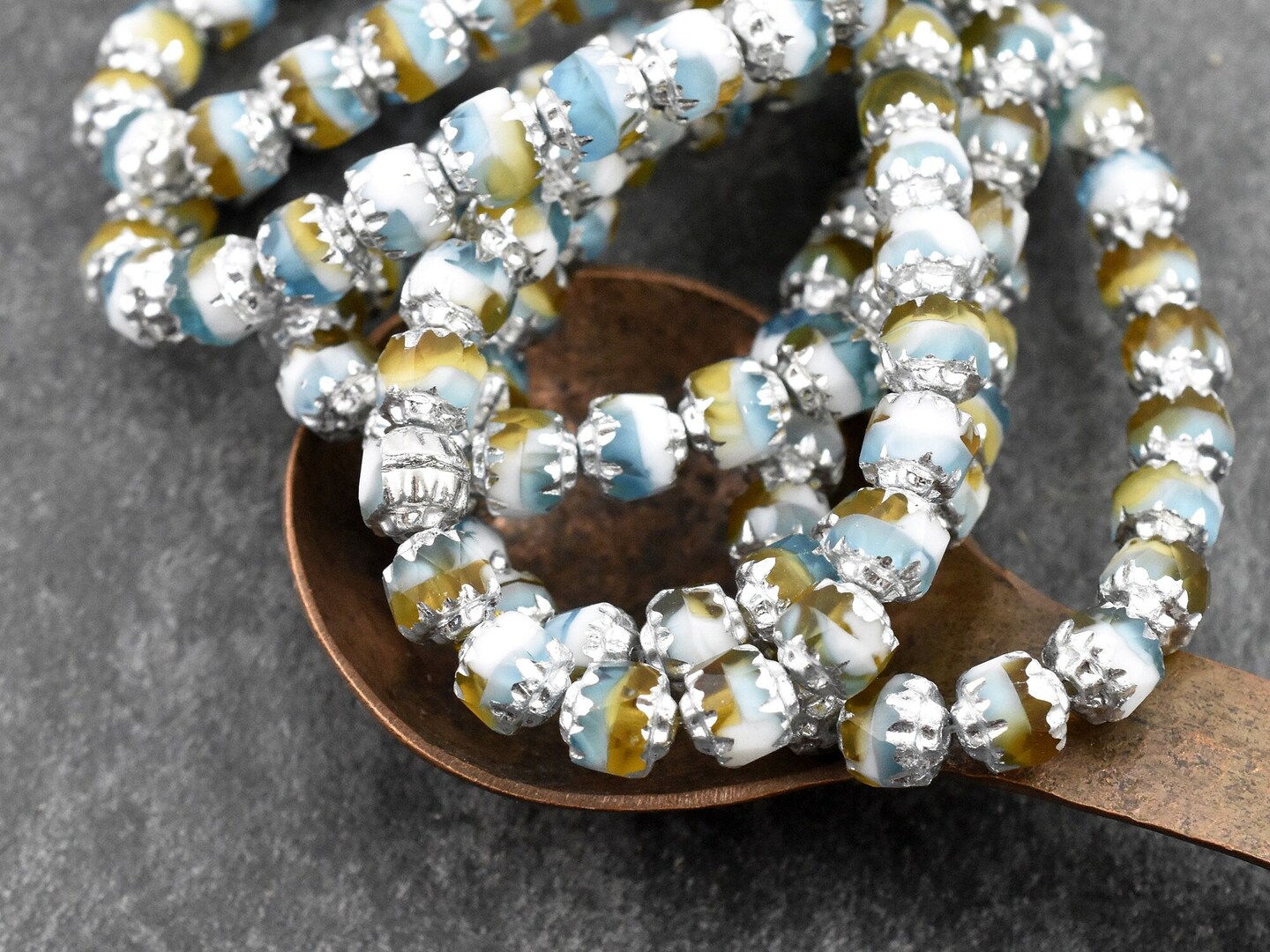 *20* 6mm Silver Washed Blended White Topaz & Aqua Fire Polished ...