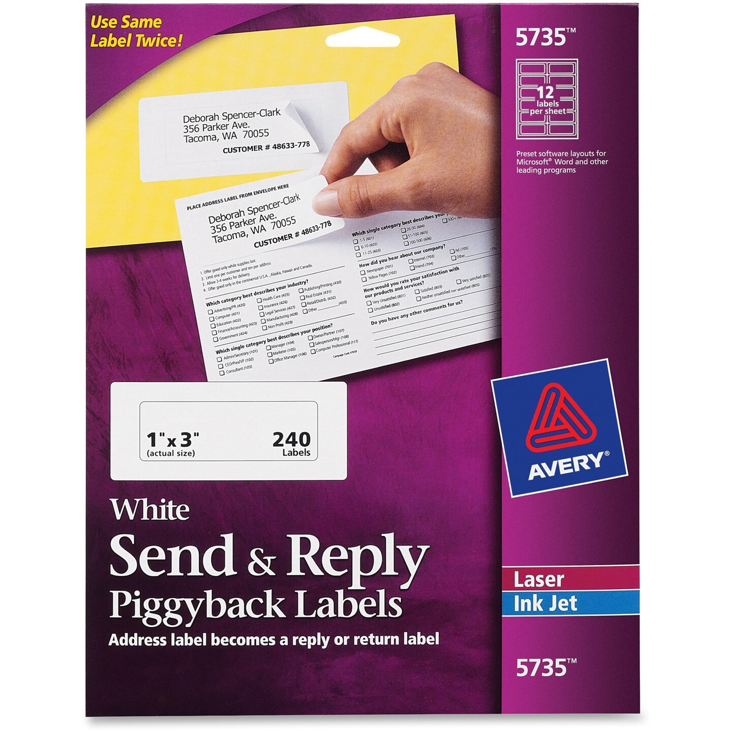 Avery Send amp; Reply Labels White 12/Sheet 240 per Pack | Michaels