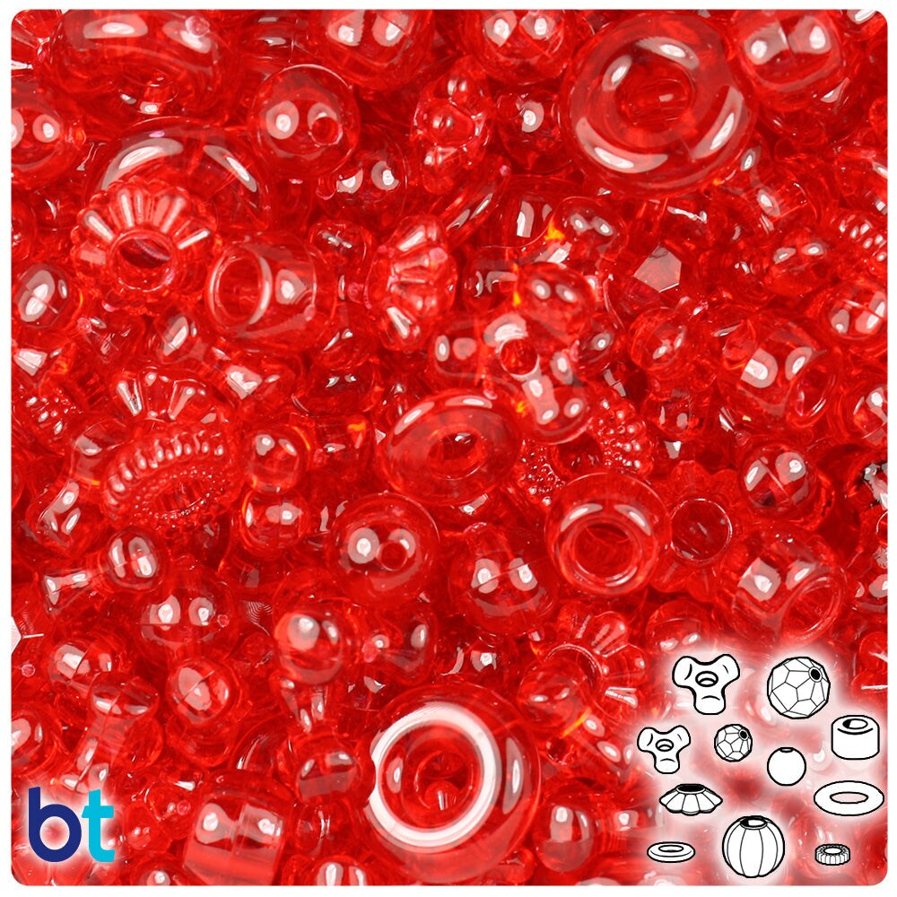 BeadTin Ruby Transparent Plastic Craft Beads Mix (4oz) | Michaels