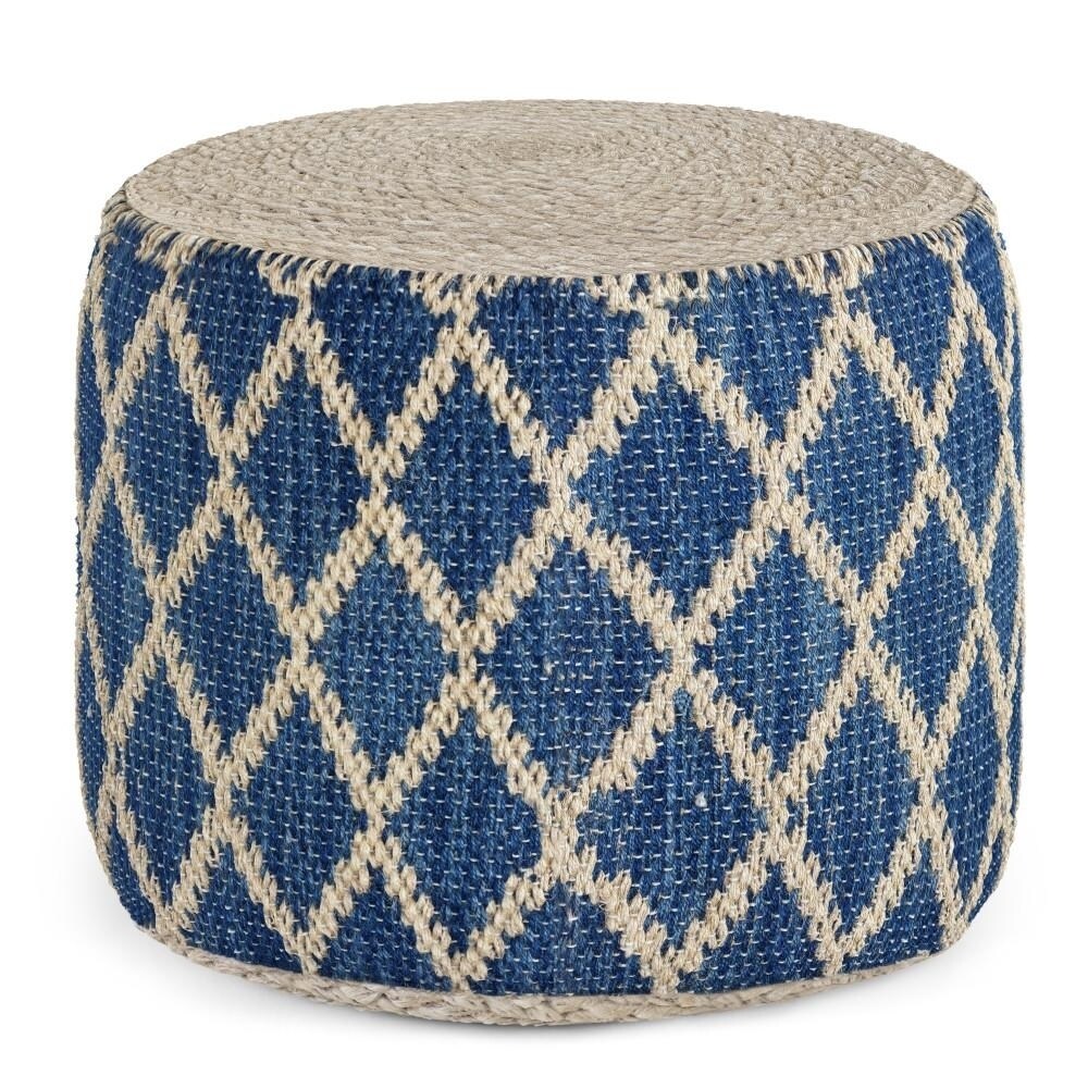 Simplihome Edgeley Round Pouf, Footstool, Upholstered, Contemporary ...