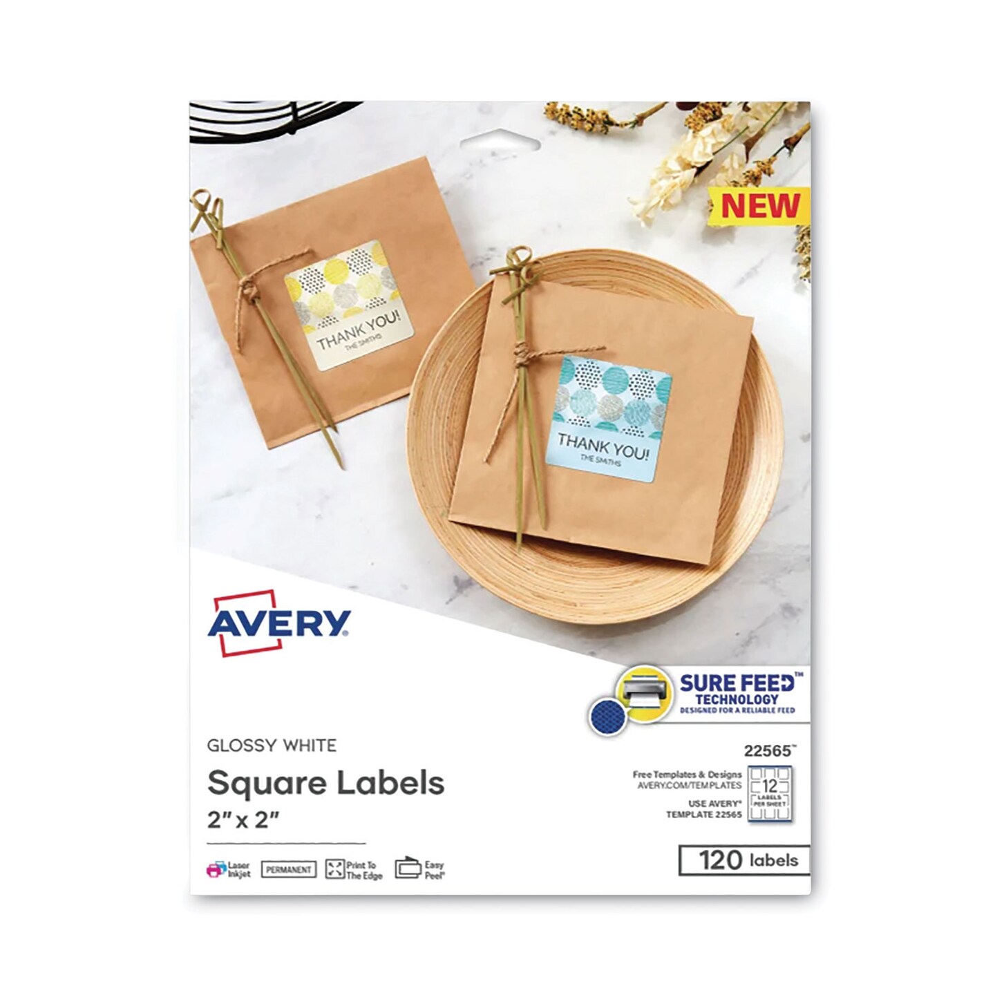 Avery Laser/Inkjet Media Labels Inkjet/Laser Printers 2 x 2 White 12 ...