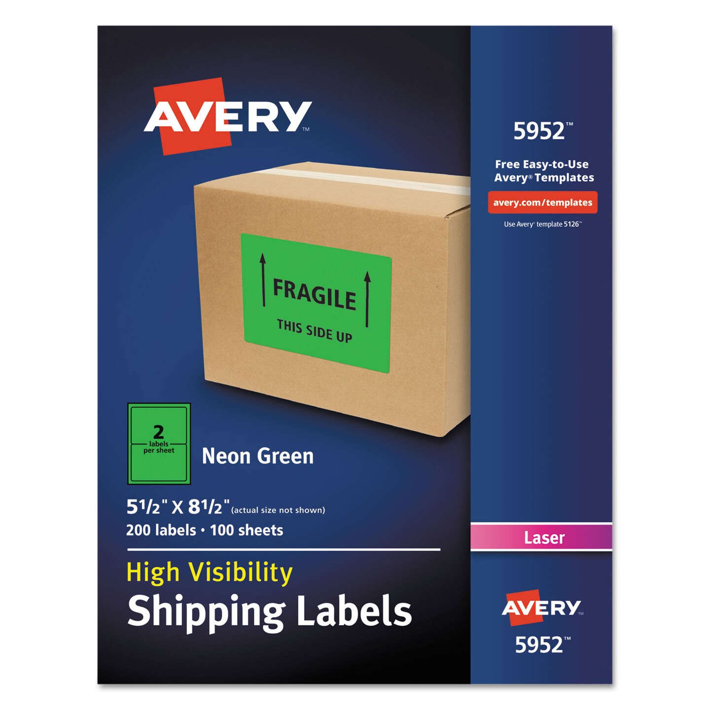 Avery High-Visibility Permanent Laser ID Labels 5 1/2 x 8.5 Neon Green ...