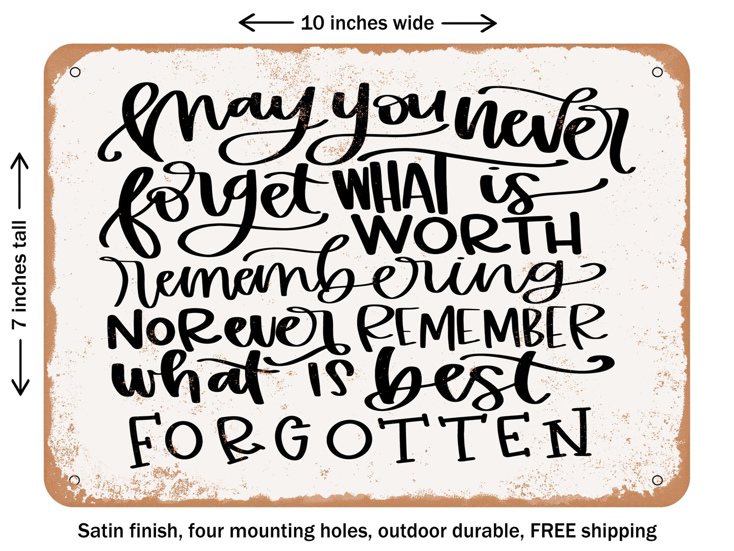 DECORATIVE METAL SIGN - May You Never Forget What is Worth Remembering ...
