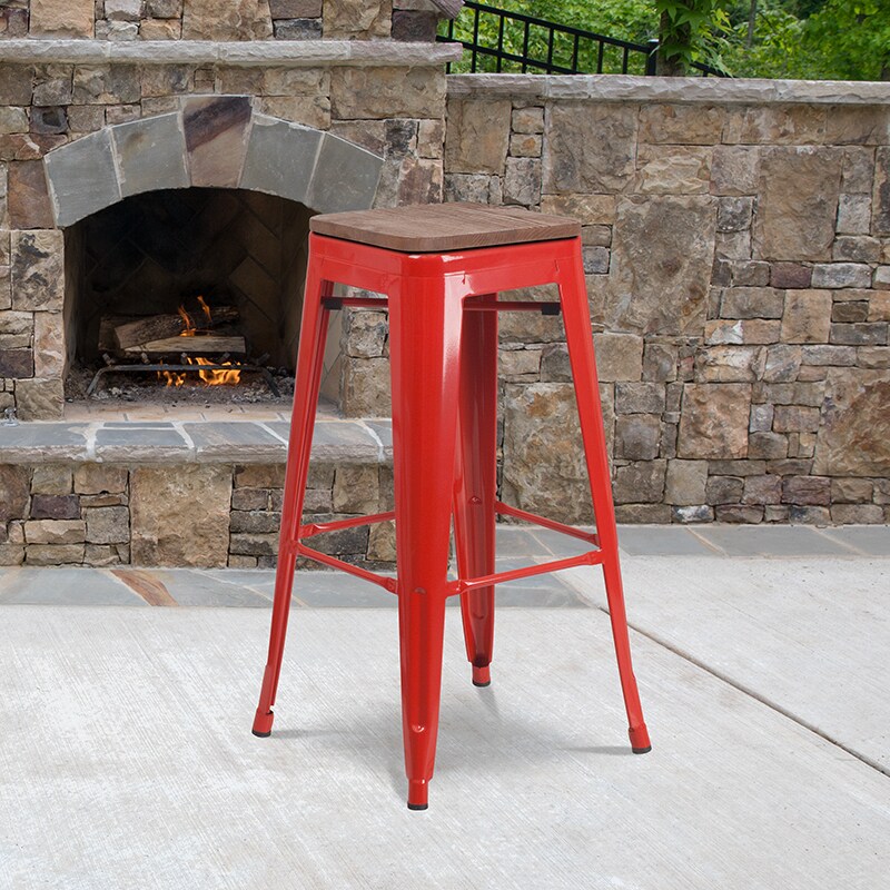 Red metal bar stool store