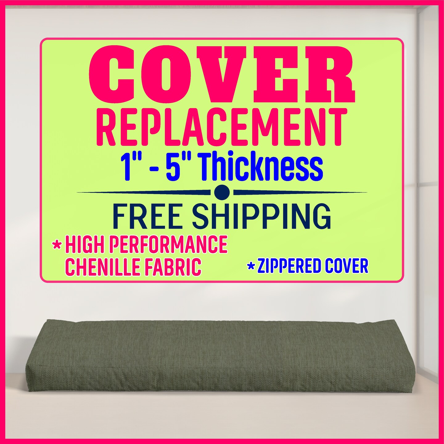 Cover Replacement, Custom Cushion Cover for Daybed, Sofa, Throw Pillows ...