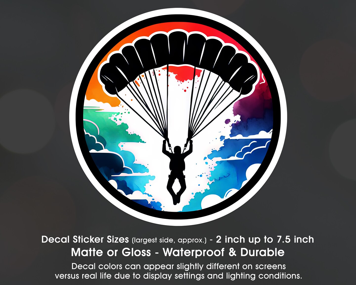 Skydiver Vivid Sky, Vinyl Decal Sticker In Multiple Sizes, Waterproof ...