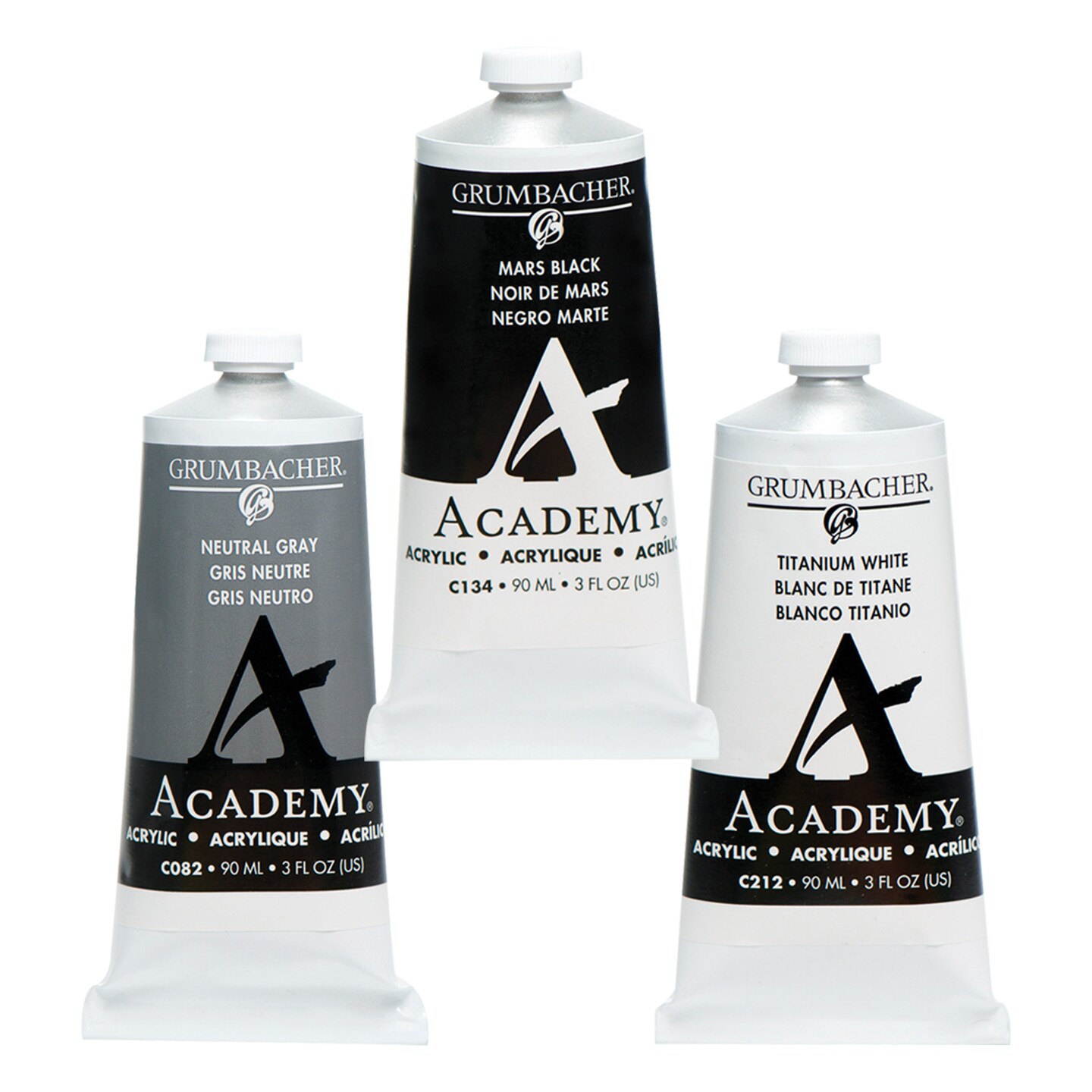 Grumbacher Academy Professional Acrylic Paint Set of 3 90ml Tonal ...