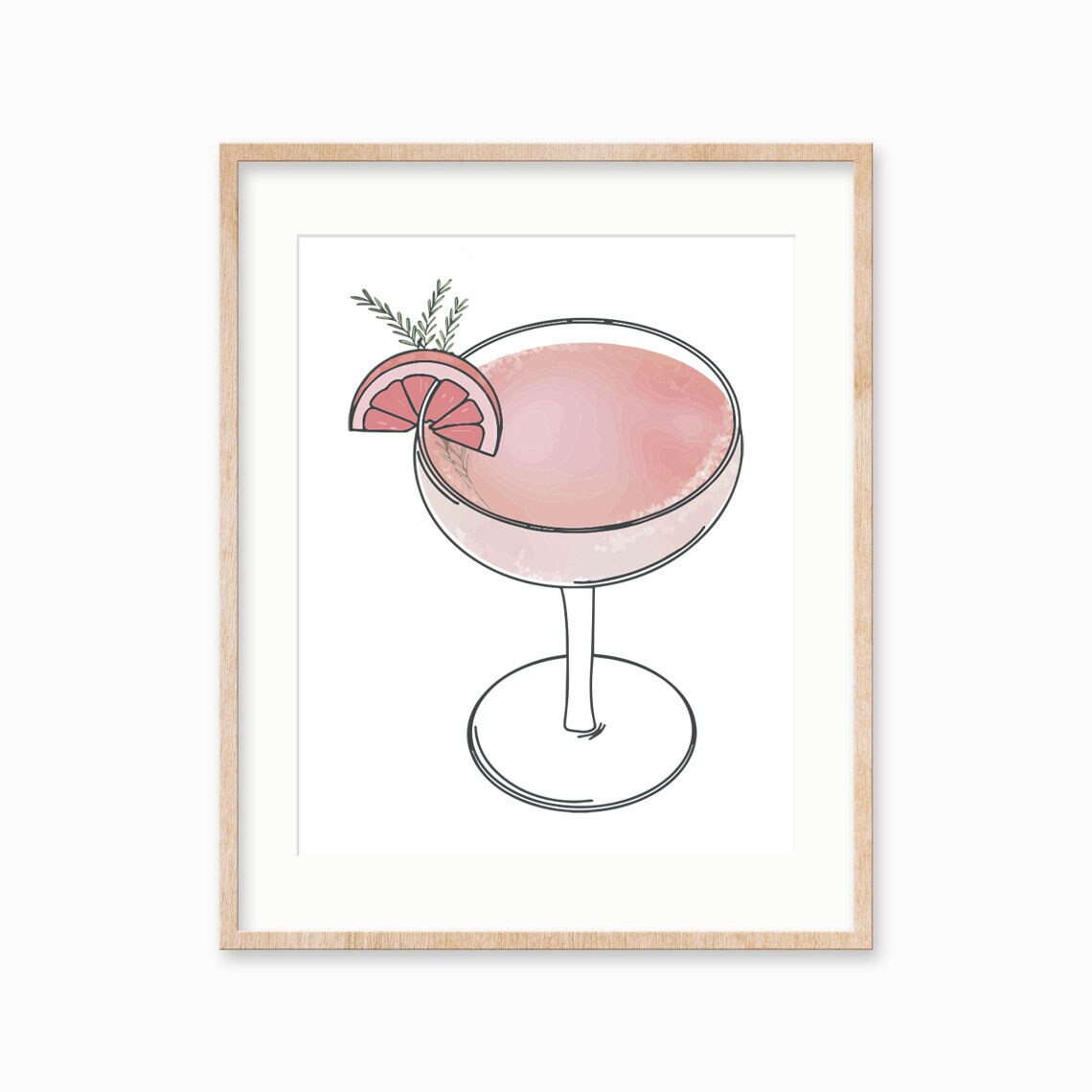 Pink Cocktail Art Print, Bar Cart Art Print, Paloma Bar Wall Art ...