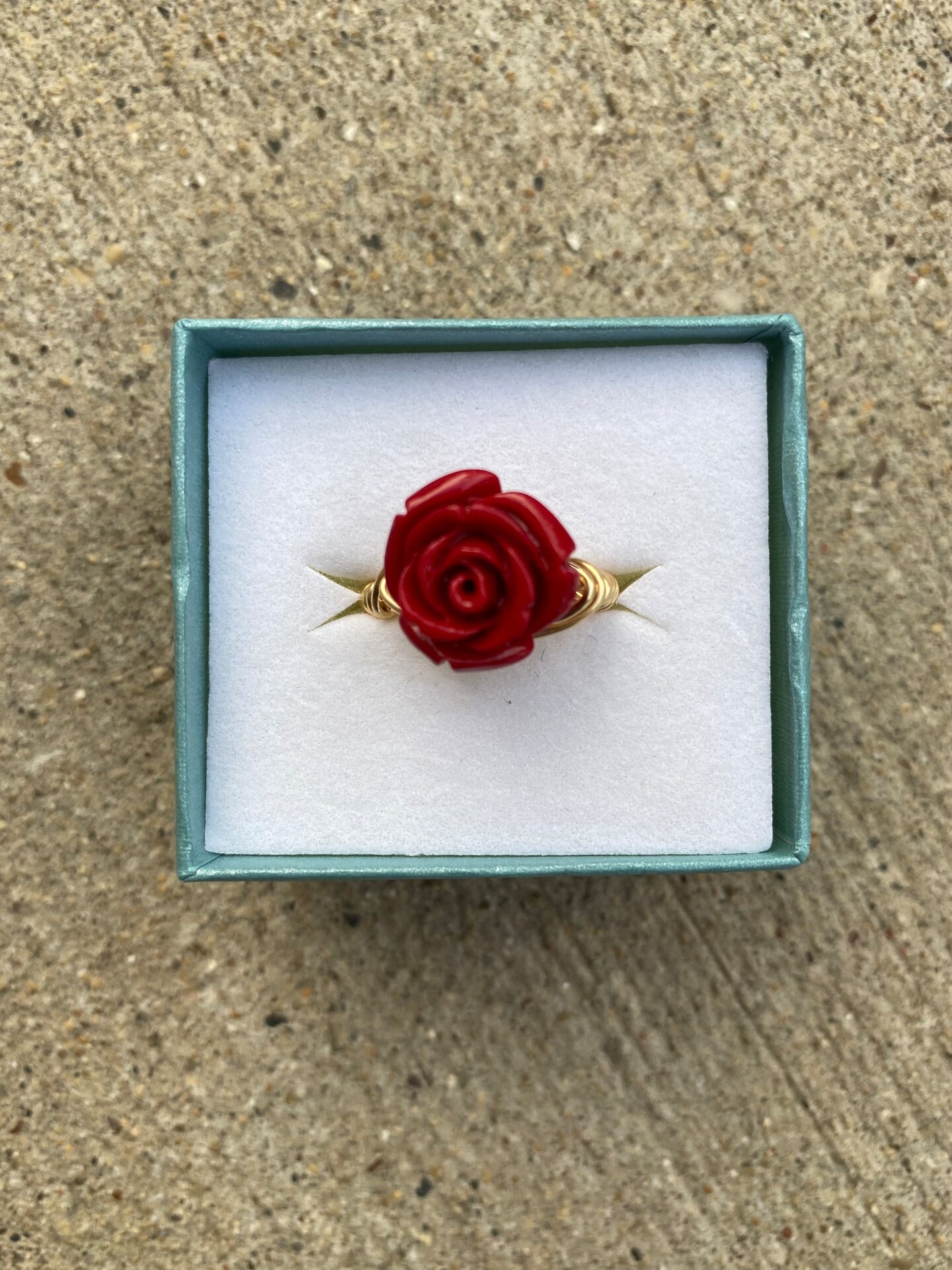 Wire Wrapped Ring with Large Red Rose Bead | MakerPlace by Michaels