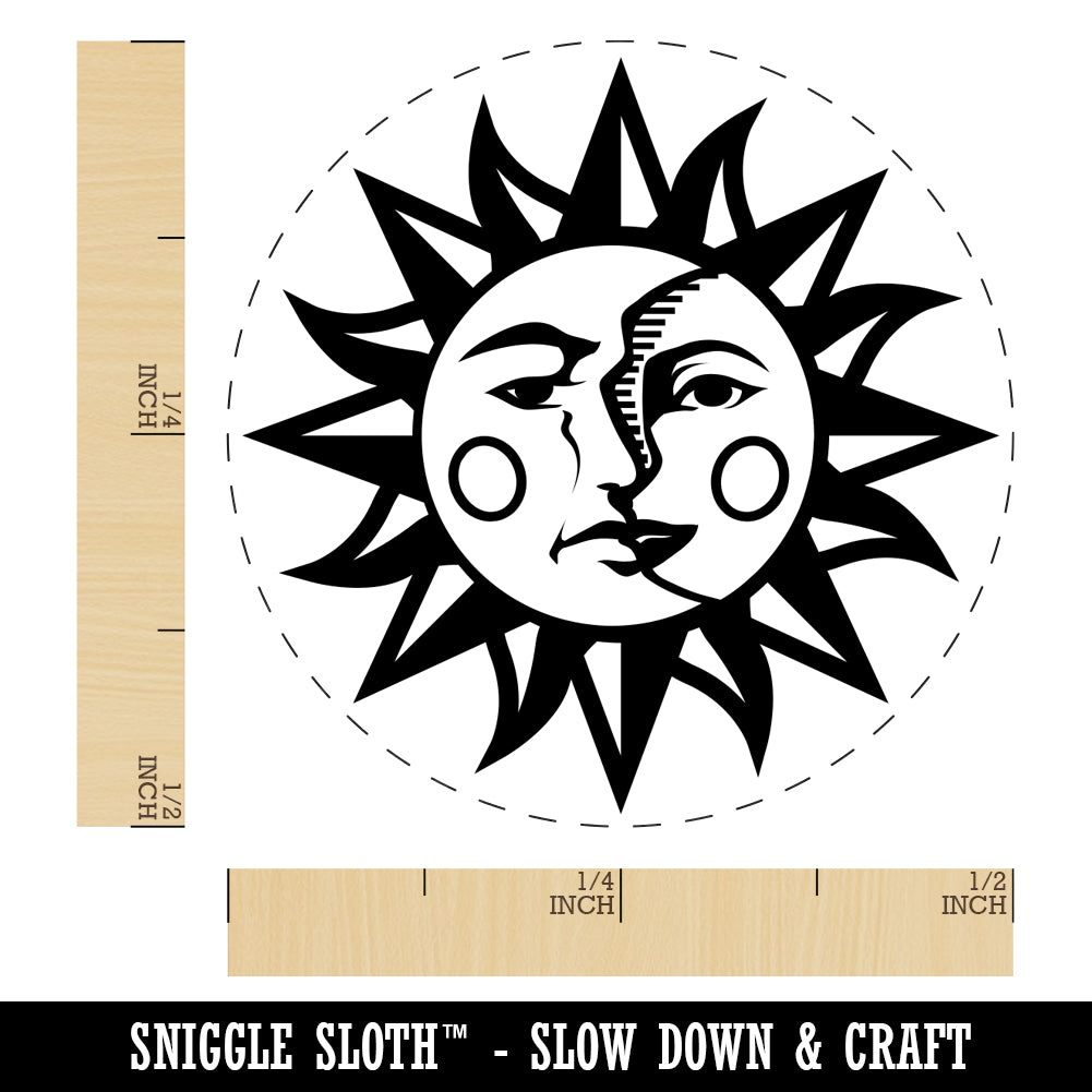 Sun and Moon Heraldic Faces Self-Inking Rubber Stamp for Stamping ...