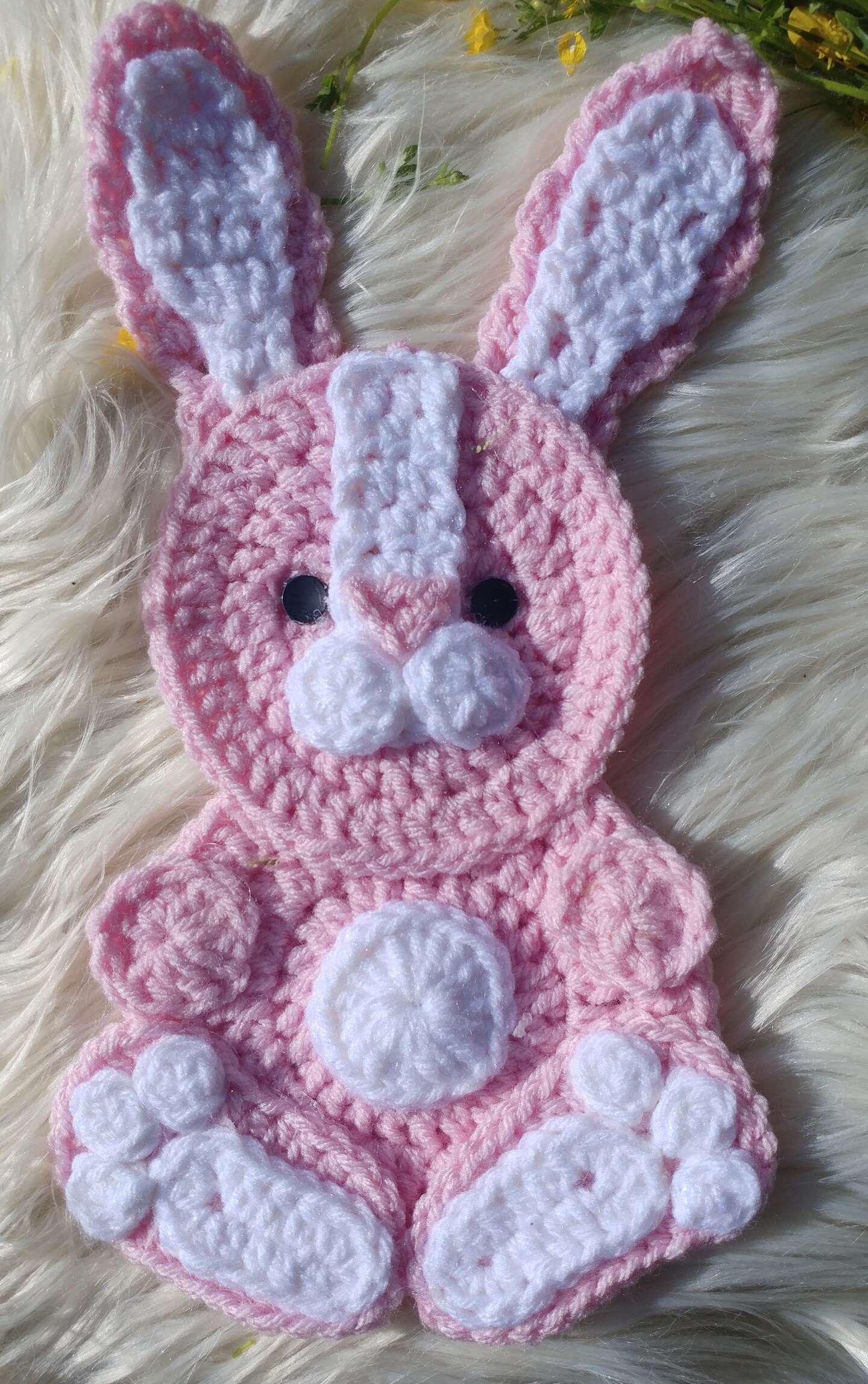 Pink Crochet Bunny Applique, Pink Rabbit Applique, Handmade, Ready to ...