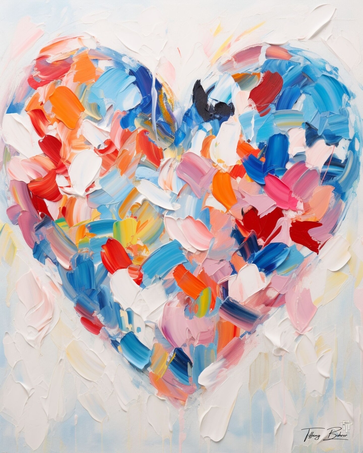 Love Painted Heart - Giclee Fine Art Print on Heavy Fine Art Print ...