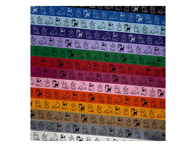 Chibi Lineup of Dogs Border Satin Ribbon for Bows Gift Wrapping - 1 ...