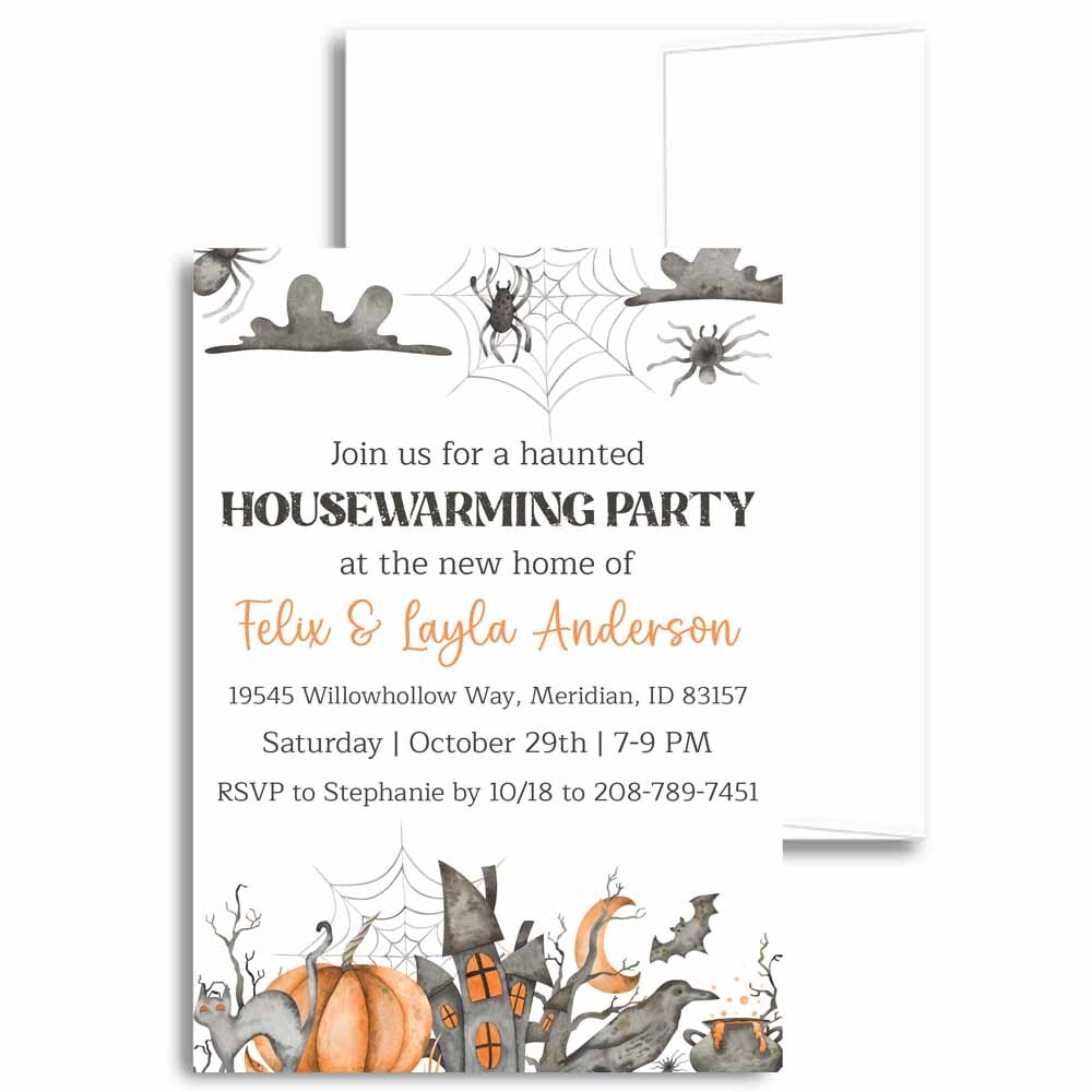 Halloween housewarming invitation, haunted house invite, spooky house ...