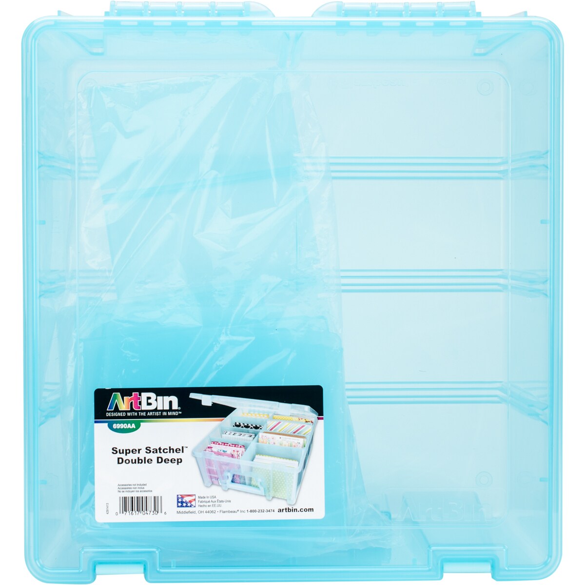 ArtBin Super Satchel Double Deep Box W/Dividers-15.25"X14"X6.25" Aqua ...