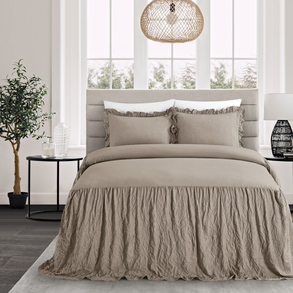 Chic Home Ashford 3 Piece Quilt Set Crinkle Crush Ruffled Drop | Michaels