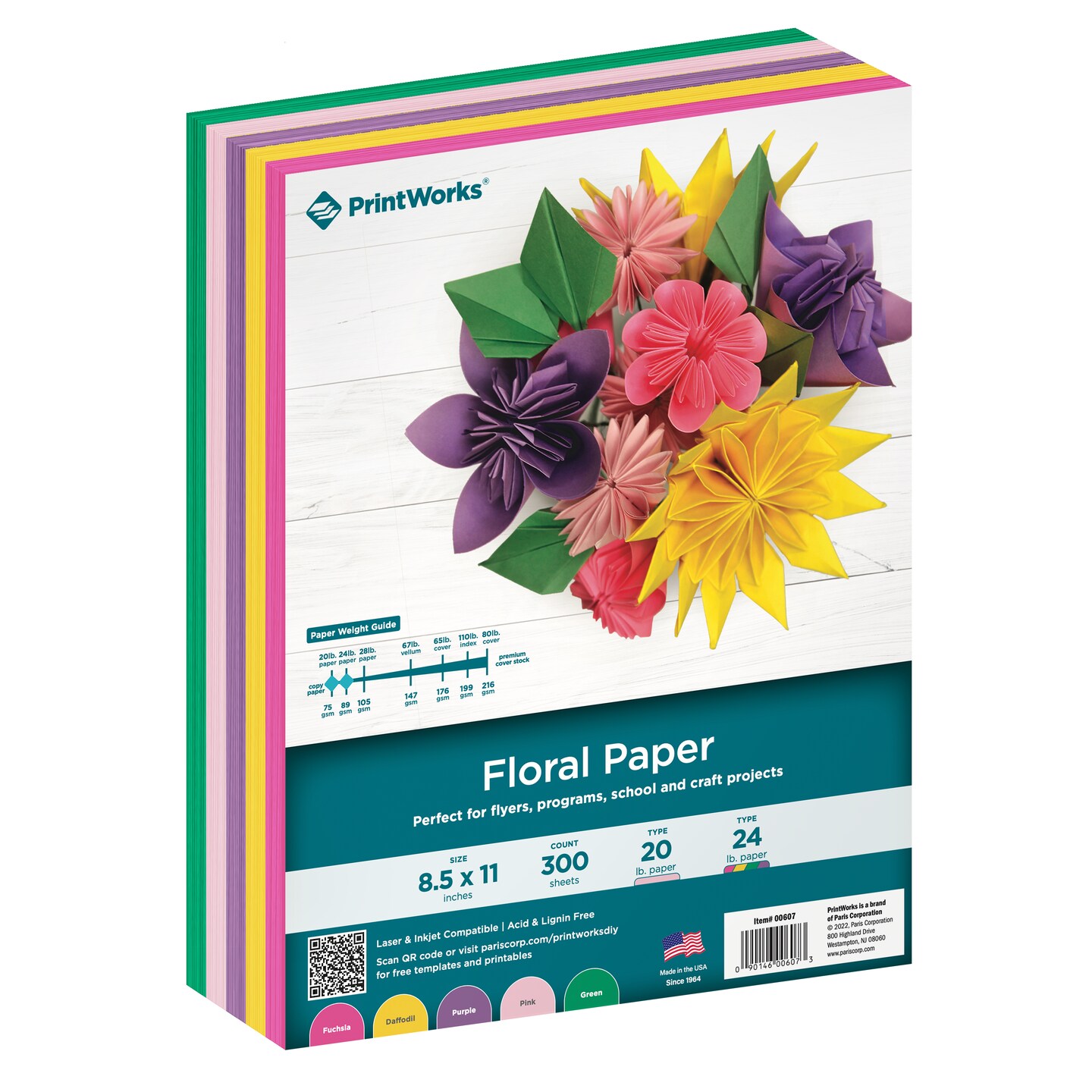Printworks Floral Paper, Includes Fuchsia, Daffodil, Purple, Pink and ...