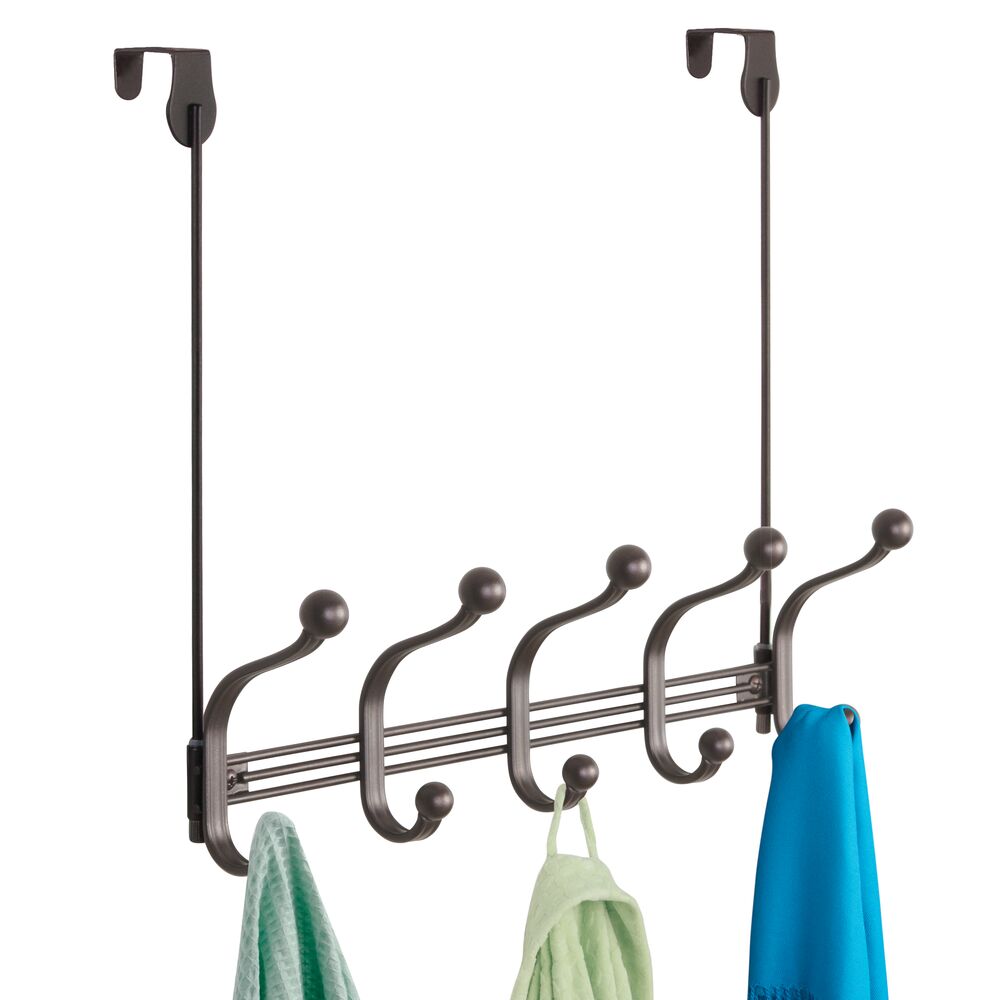 mDesign Over Door/Wall Mount Hanging Storage Organizer Rack, 10 Hooks ...