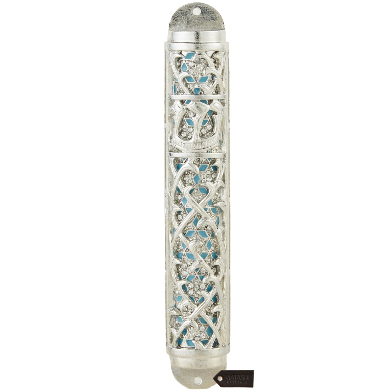 Matashi Hand Painted Enamel Mezuzah W Hebrew Shin And Crystals For ...