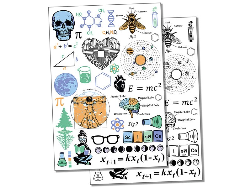 Nerdy Science Math Geek Temporary Tattoo Water Resistant Fake Body Art ...