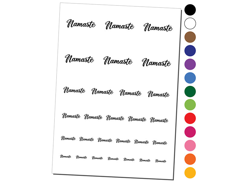 Namaste Script Font Temporary Tattoo Water Resistant Fake Body Art Set ...
