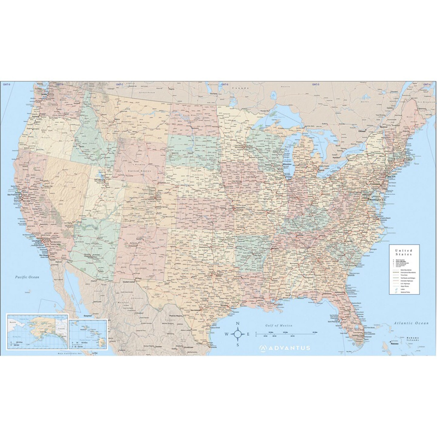 Advantus Wall Map U.S. Laminated 50X32 Mi | Michaels