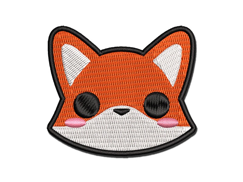 Charming Kawaii Chibi Fox Face Blushing Cheeks Multi-Color Embroidered ...