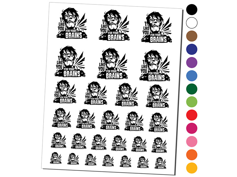Zombie I Like You For Your Brains Temporary Tattoo Water Resistant Fake ...