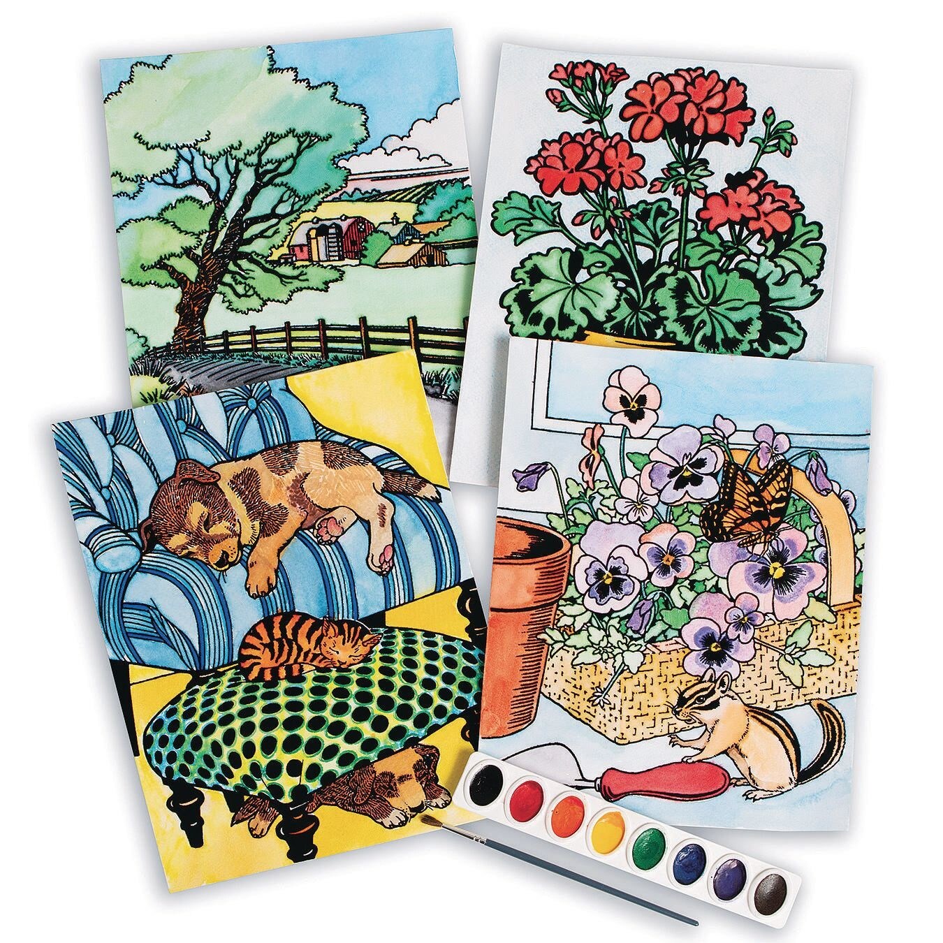 S&S Worldwide Watercolor Velvet Art Posters Set II, 6 each of 4 Designs ...