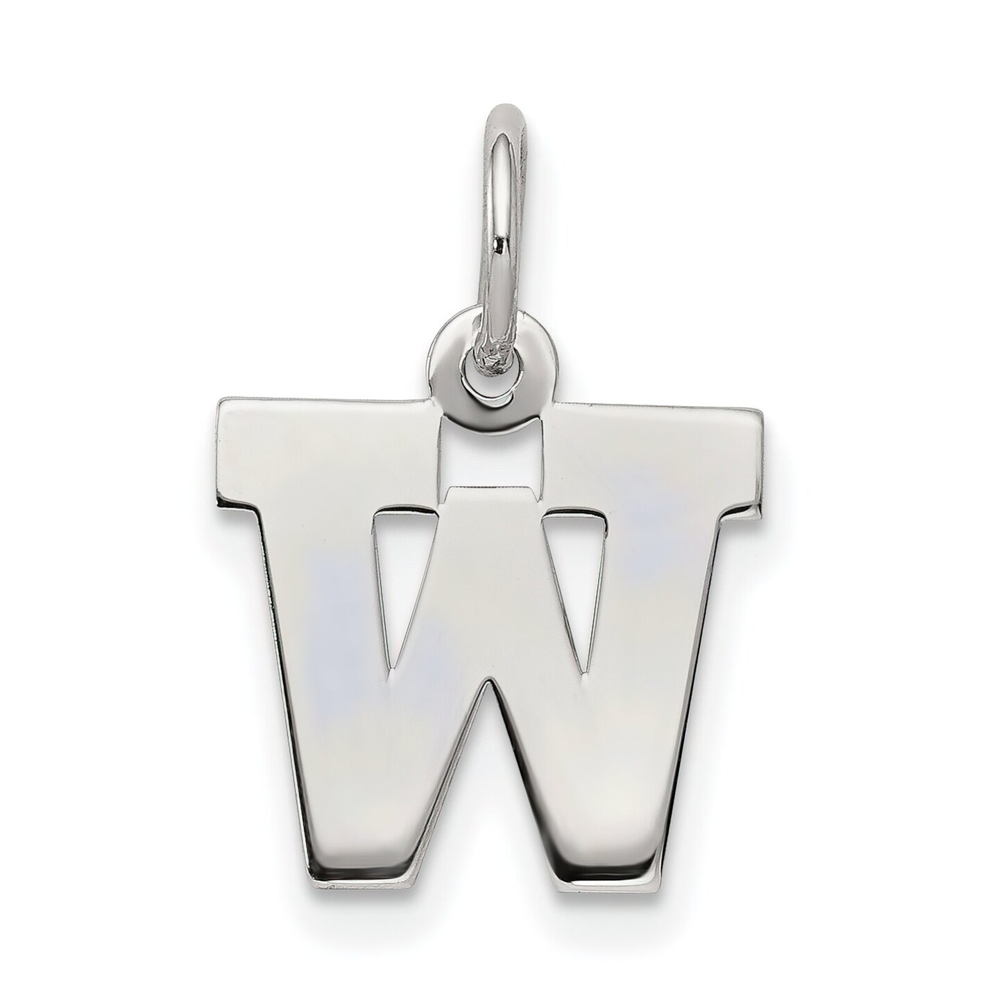 Sterling Silver Small Block Initial Letter W Charm Jewerly 16mm x 10mm ...
