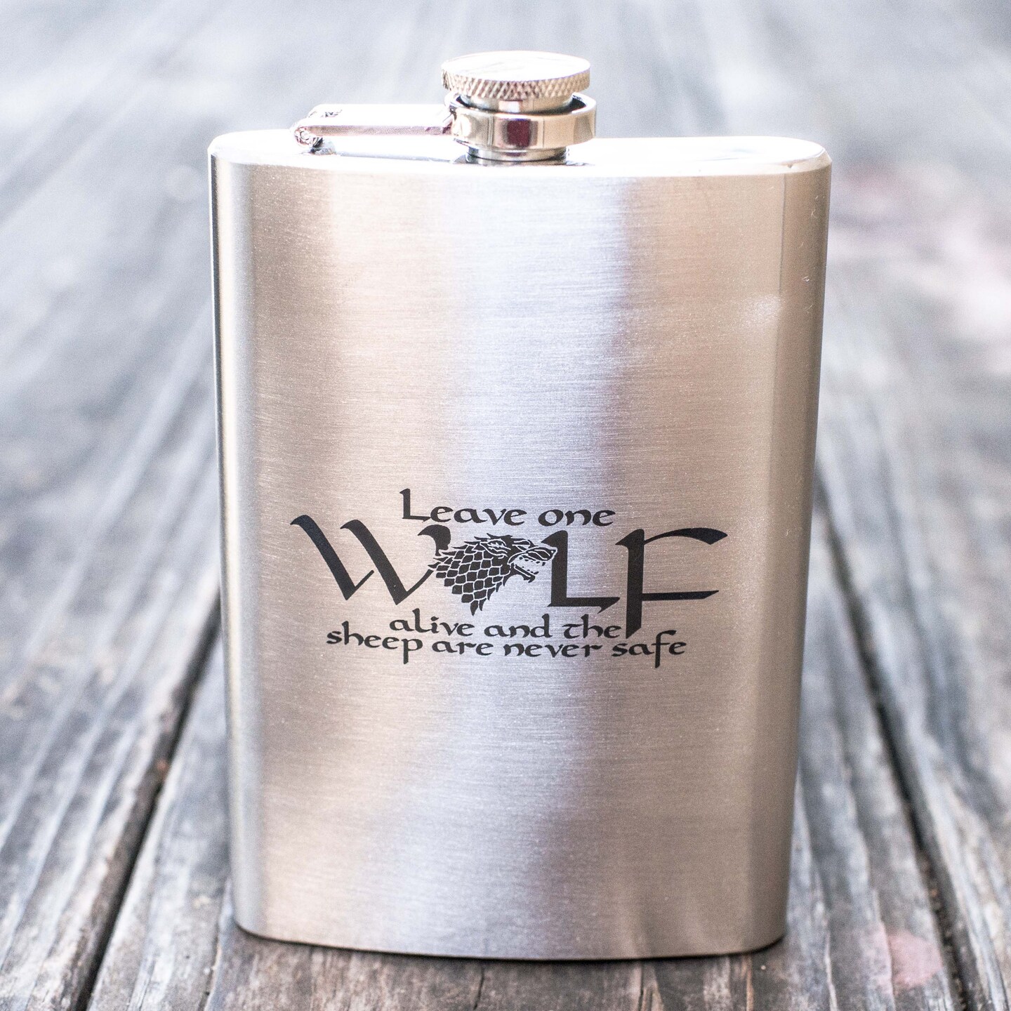 8oz Leave One Wolf Alive Stainless Steel Flask | Michaels